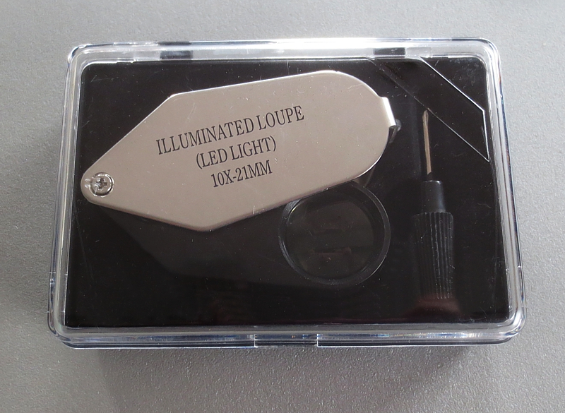 Illuminated magnifier 10x, 21 mm LED-light